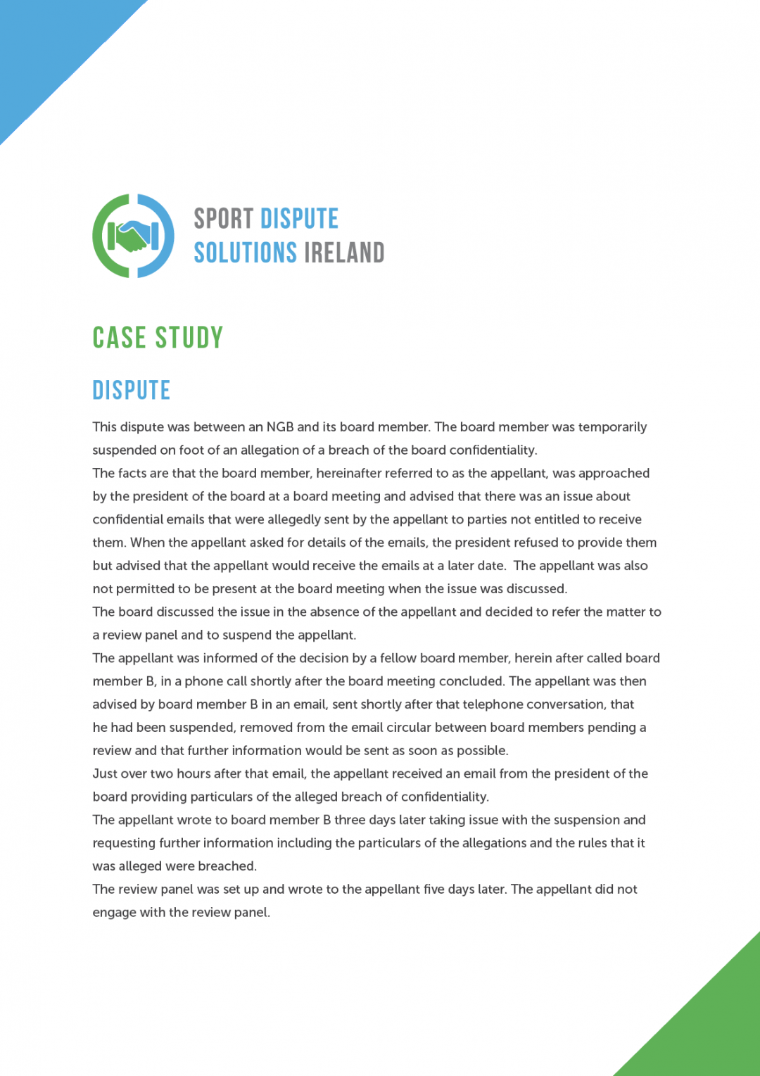 Case Studies | Sport Dispute Solutions Ireland